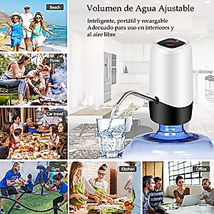 Water Bottle Pump, YOMYM Water Bottle Dispenser USB Charging Portable Electric Water Pump for 5 Gallon Bottle White
