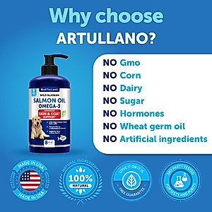 Wild Alaskan Salmon Oil for Dogs - Salmon Oil for Dogs Skin and Coat - Dog Salmon Oil Liquid for Food - Omega 3 Fish Oil for Dogs Itch & Allergy - EPA & DHA Fatty Acids - Shedding Supplement