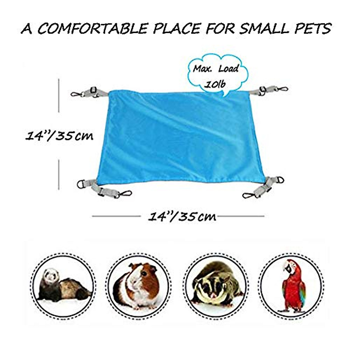 HOMEYA 2PCS Small Animal Guinea-Pig Hanging Hammocks Bed Pet Cage Hammock for Ferret Cat Rat Chinchilla Hamster Cavy Degu Gerbil Rabbit Playing Cozy Activity Fun Toy