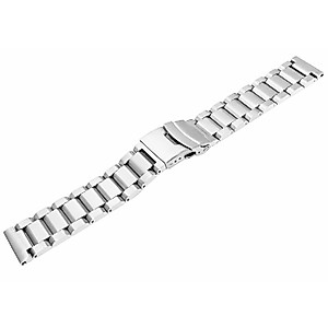 SINAIKE 20mm Silver Brushed Wristband Solid Stainless Steel Watch Band with Deployment Lock Buckle for Men Women