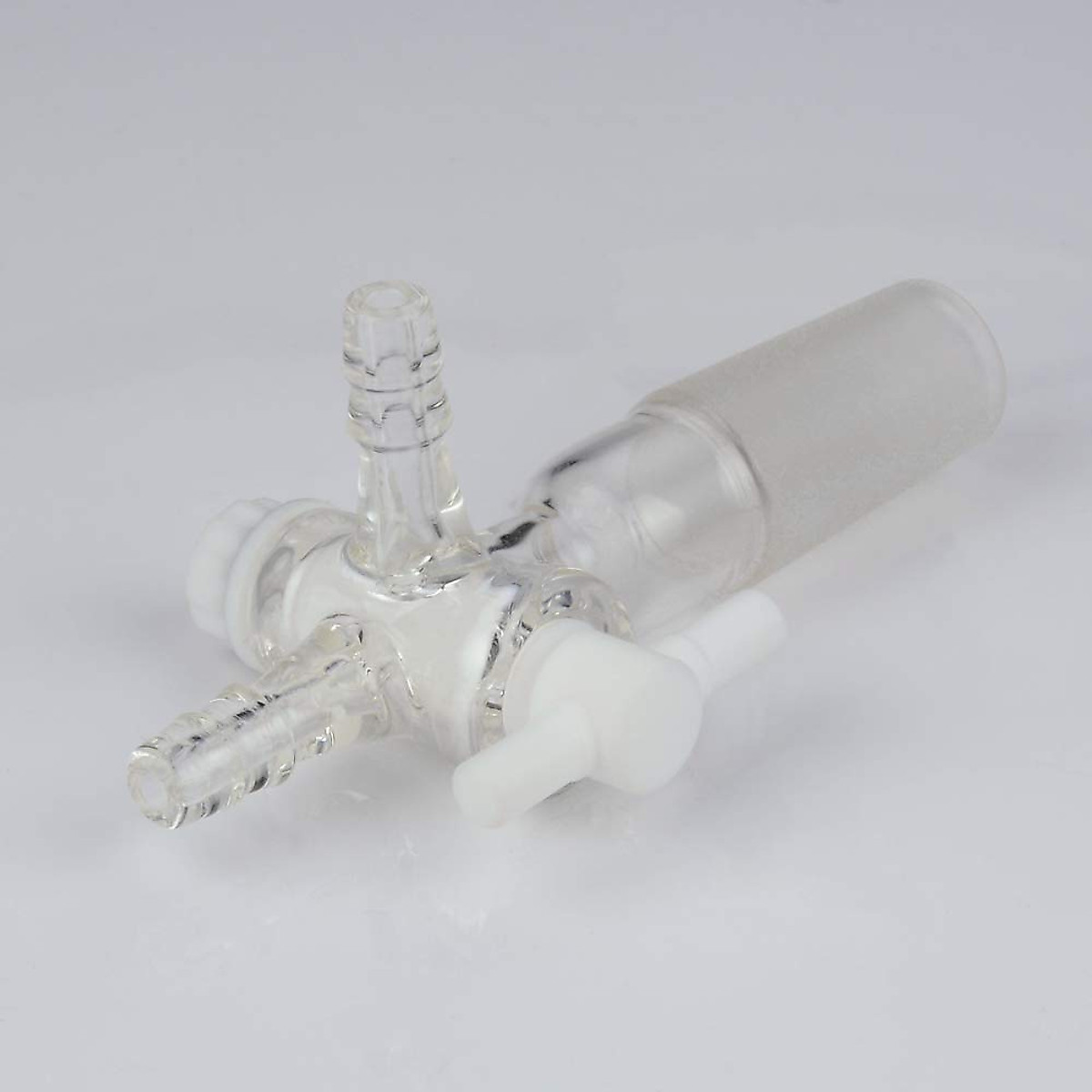 StonyLab Vacuum Glass 3-Way Flow Control Adapter, Borosilicate Glass Adapter with Standard 24/40 Taper Joint and PTFE Stopcock for Laboratory