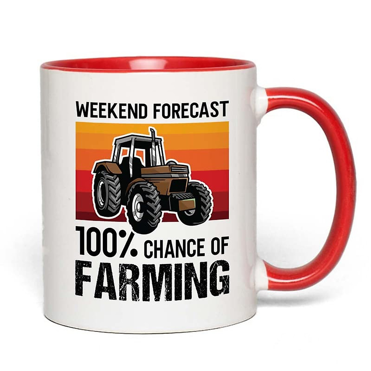 Bubble Hugs Farmer Birthday Two Tone Red Edition Coffee Mug 11oz - Forecast Farming - Dry Farming Farm ranch Market Garden Agricultural Seed Drill Acre Hay Tractor Farmer Crops