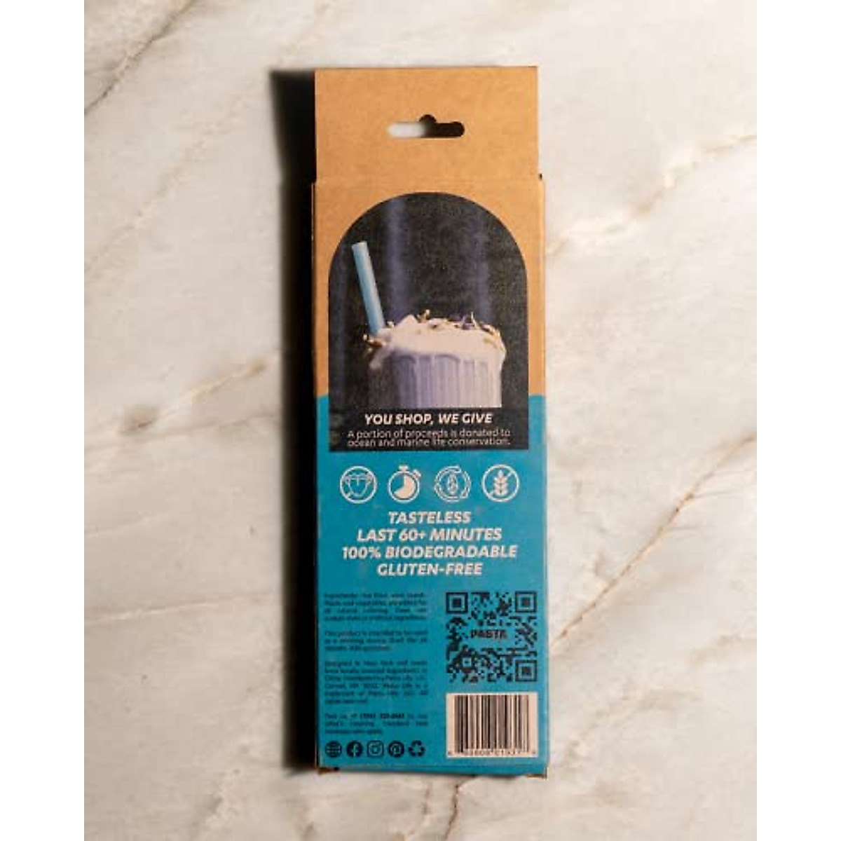 Pasta Drinking Straws, Gluten-Free, Eco-Friendly, 7.5" Blue 30 Count by Pasta Life