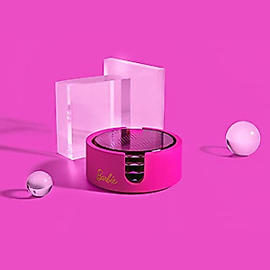 Barbie x Dragon Glassware Coasters, Pink Crystal Glass Coasters for Drinks, Barware for Coffee Table, Diamond Coaster Set with Holder, Set of 4