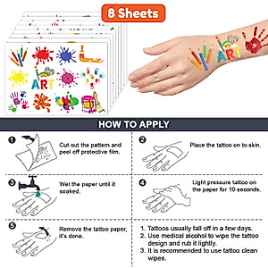 Art Temporary Tattoo Birthday Party Decorations Favors 8 Sheets (96PCS) Tattoos Stickers Cute Party Supplies Kids Girls Boys Gifts Classroom School Prizes Themed