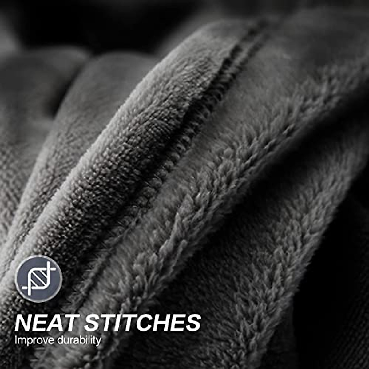 Throw Blanket,Flannel Fleece Soft Luxury Warm Bed Blanket All Season Plush Lightweight Blankets for Sofa,Machine Washable Blankets Fleeces (Dark Grey, Queen(90''X90''))