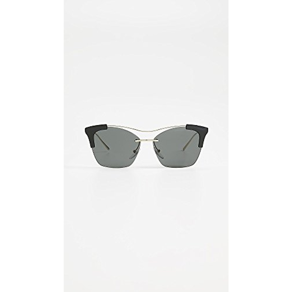 Prada PR 21US KUI5S0 Black/Gold Plastic Cat-Eye Sunglasses Grey Lens