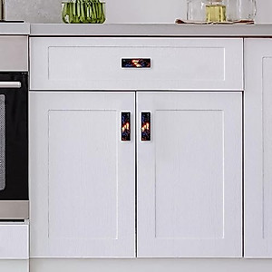 4 Pack 3.6In Double Holes Handles Pulls, Galaxy Planet Print Decorative Kitchen Cabinet Dresser Drawer Closet Cupboard Door Handles Pulls for Home Bedroom Bathroom