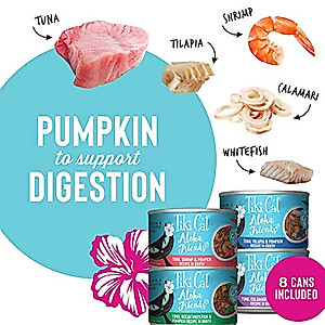 Tiki Cat Aloha Friends Variety Pack, Seafood Flavors with Pumpkin, Wet, High-Protein & High-Moisture Cat Food, for All Life Stages, 5.5 oz. Cans (Case of 12)