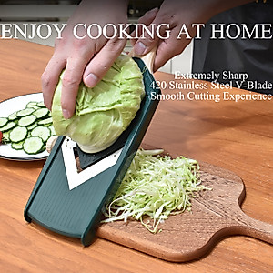 NACOLUS Adjustable Mandoline Food Slicer for Kitchen,Ultra Sharp V-blade Vegetable Slicer with Container,Slicer Vegetable Cutter,julienne slicer, Potato Slicer for Apple,Onion,Tomato lemon Slicer