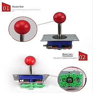 OKJHFD Arcade Joystick, 2/4/8 Way Game Joystick Ball, Competition Style Long Handle, USB, For Arcade Gaming Cabinet & Fighting Consoles