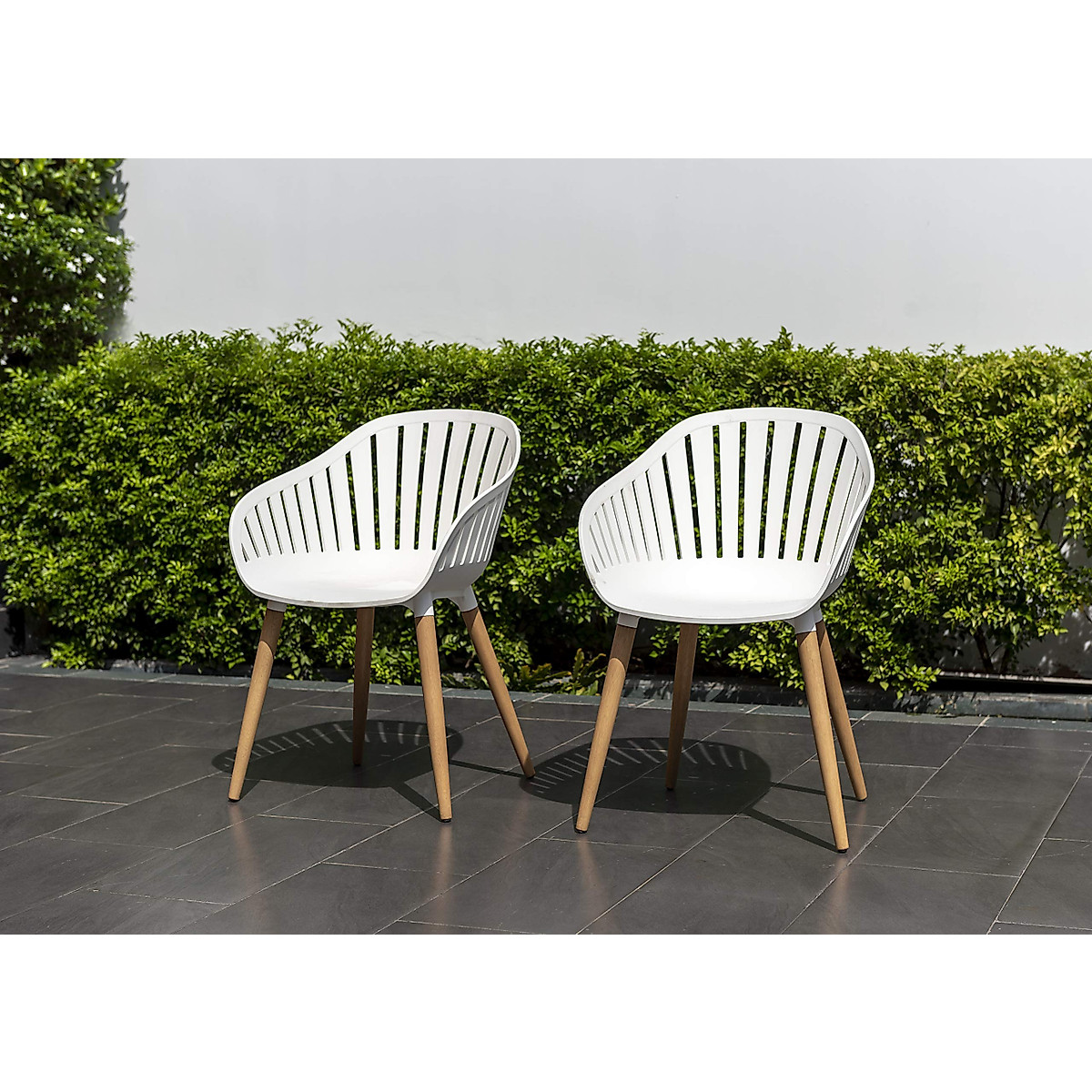 Brampton Chiavari Outdoor Chairs Set of 2 | Teak Finish Legs | Perfect for Patio, White