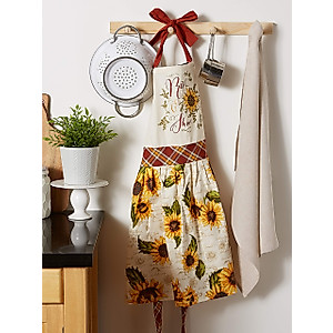 DII Women's Cotton Skirted Kitchen Apron for Cooking, Baking & Crafts, Adjustable with Generous Waist Ties, Rise and Shine, One Size