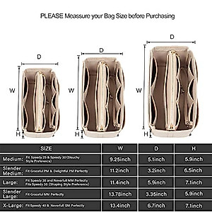 Himai Purse Organizer Insert, Bag Organizer, Bag in Bag, Perfect for Speedy Neverfull and More, 5 Size (Large, Beige)