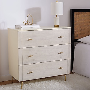 SAFAVIEH Home Collection Genevieve Cream/White Washed 3-Drawer Storage Living Room Bedroom Chest Dresser DRS5000E, 0