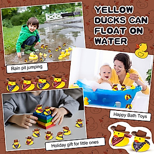 Set of 24 Cowboy Rubber Duck with Hat and Scarf, Mini Rubber Duckies Bath Party Toys Bathtub Toys Shower Birthday Swimming Party Favor, 2 Styles (Brown)