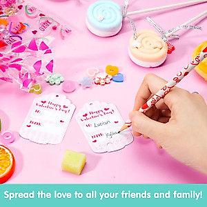 JOYIN 150 Pcs Valentine's Day Cellophane Gift Bag with Gift Tag, Candy Bag with 6 Valentine’s Themed Designs for Kids Party Favor, Classroom Exchange Prizes,Valentine’s Goody Bag