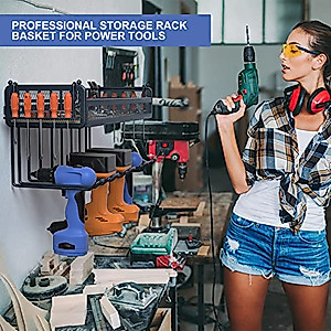 Power Tool Organizer Drill Holder Wall Mount Cordless Drill Storage with 2 Screwdriver Holder, Heavy Duty Tool Organizers And Storage, Tool Garage Organization Tool Rack,Father's Day Gifts