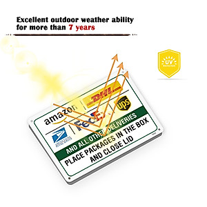 TQYC Package Delivery, Delivery Instructions for FedEx Amazon UPS USPS DHL Sign, 2-Pack 10 x 7 inch Rust Free Aluminum Sign