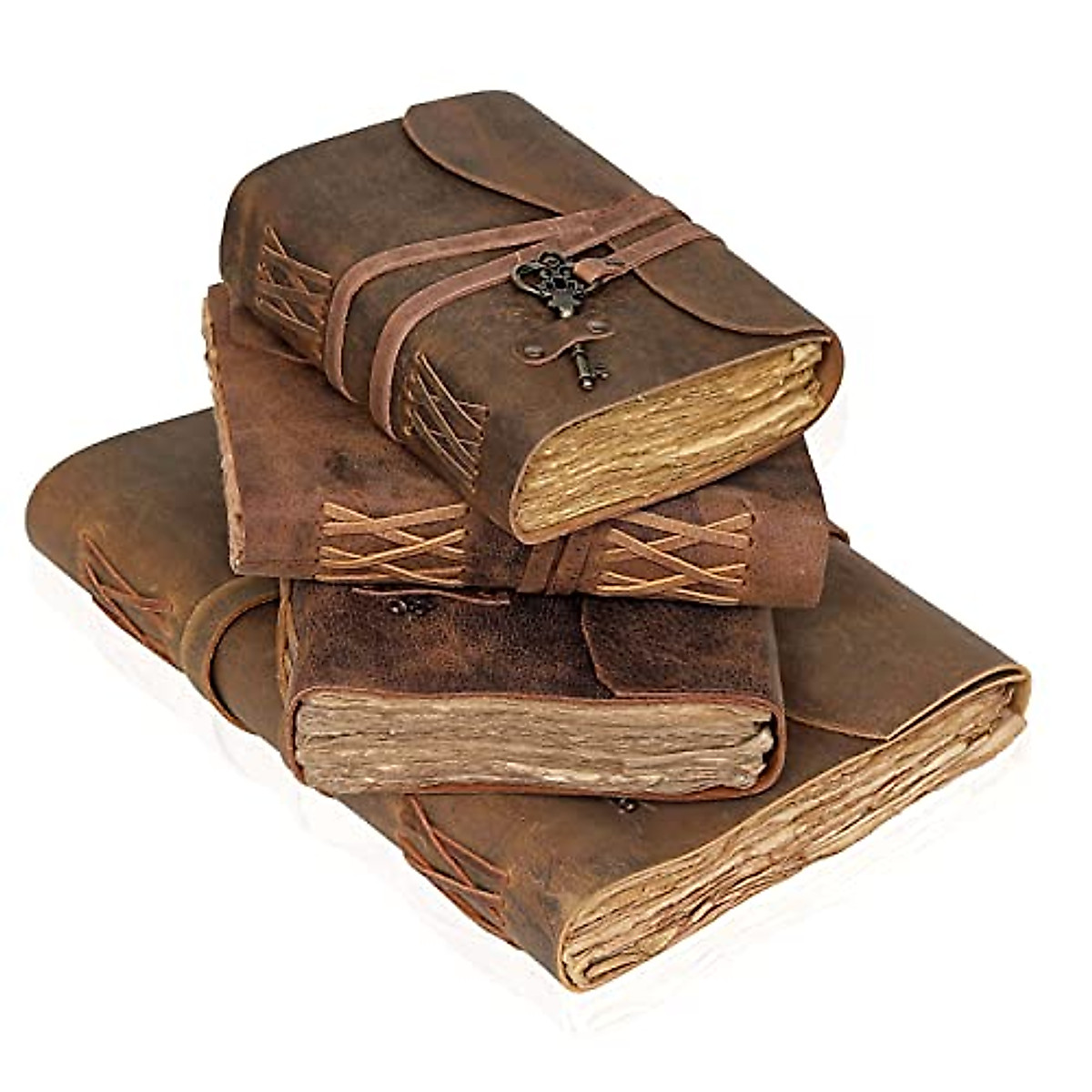 cuero Vintage Leather Journal - Antique Handmade Leather Bound journal with deckle edge paper for Men And Women Diary - Leather Sketchbook - Drawing Journal Notebook - Great Gift (5 by 7 inch)