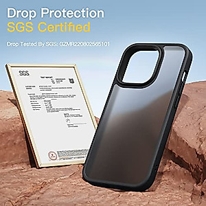 JETech Matte Case for iPhone 14 Pro 6.1-Inch (NOT for iPhone 14 Pro Max 6.7-Inch), Shockproof Military Grade Drop Protection, Frosted Translucent Back Phone Cover, Anti-Fingerprint (Black)