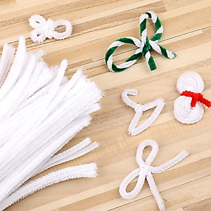 160 Pieces White Pipe Cleaners, Christmas Craft Pipe Cleaners, Pipe Cleaners Chenille Stem, Pipe Cleaners Bulk, Art Pipe Cleaners for Creative Home Decoration Supplies Arts and Crafts Project
