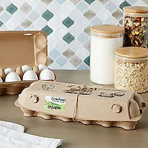 18 Pack 1 Dozen Paper Egg Cartons with Labels for 12 Chicken Eggs, 50 Self-Adhesive Labels, 1 Jute String Roll (Brown)