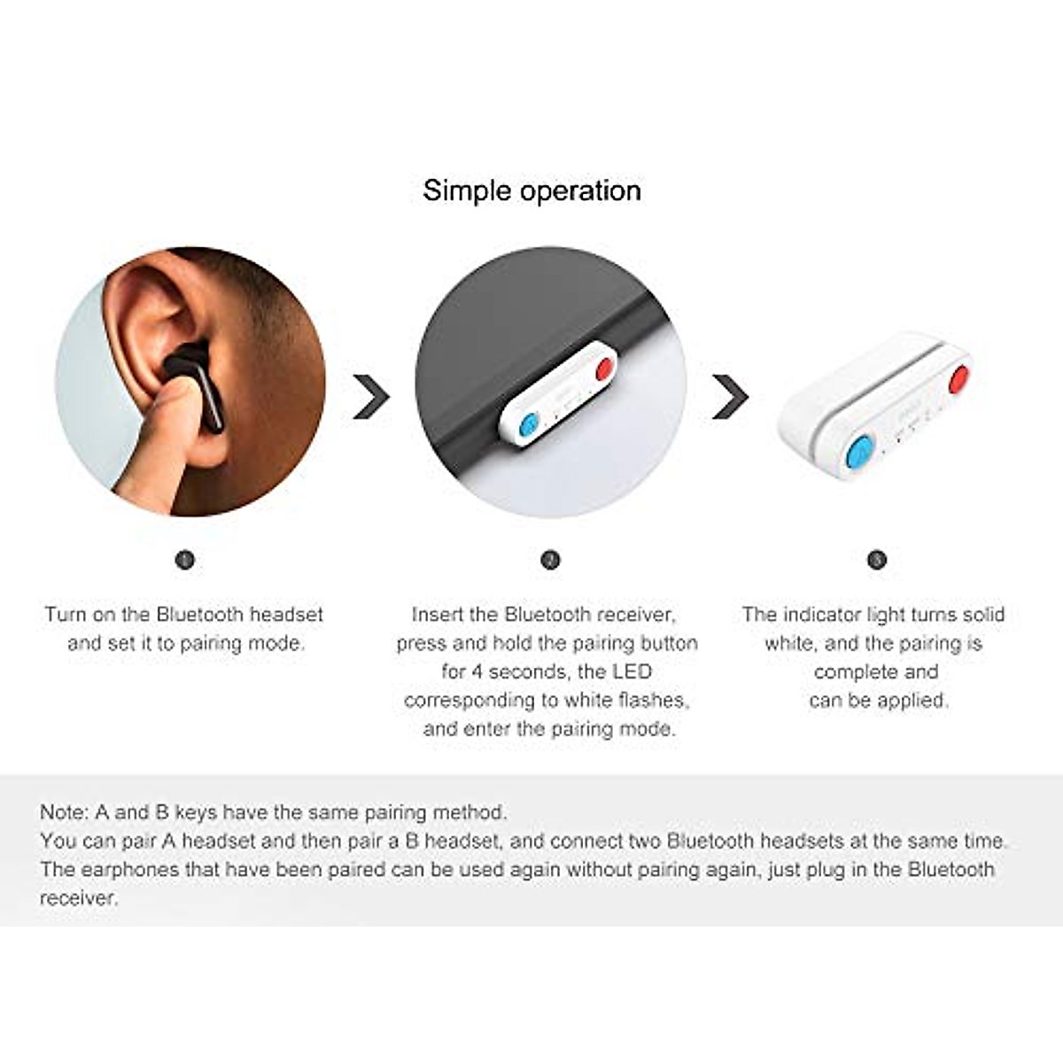 DRILI Bluetooth Adapter for Switch/Lite, Equipped with 3.5mm MIC, Support Dual Connections, Compatible with Switch/Lite, PS4, PC, Laptops