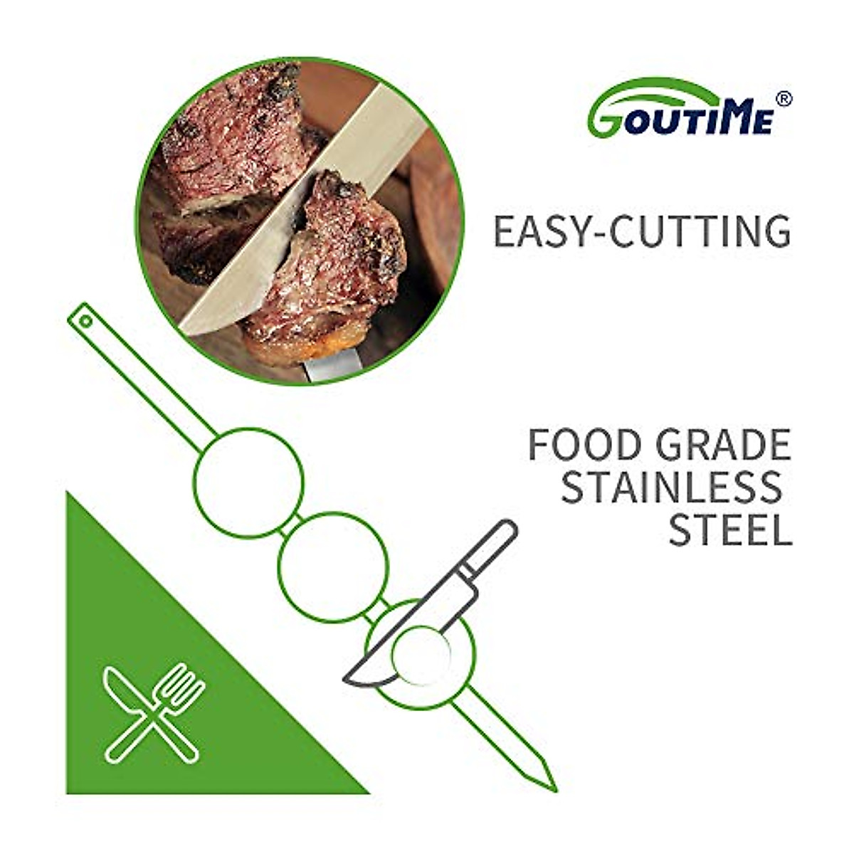 Goutime Kabob Skewers, 27 Inch,1 Inch Wide Stainless Steel Flat BBQ Barbecue Kebab Skewers,No-Wood Handle,for Persian,Brazilian,Koobideh Grilling,Set of 7 with Storage Bag