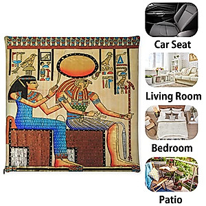 AUUXVA Seat Cushion Egyptian Papyrus Horus Queen Chair Cushion 16x16in Soft Foam Dorm Chair Pad with Washable Zipper Cushion Cover for Kitchen Dining Office Patio Furniture Cushion