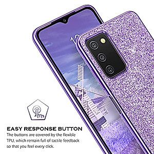 YINLAI for Samsung Galaxy A03s Case,Glitter Bling Sparkly Shiny Slim Women Girls Girly Soft TPU Silicone Hybrid Shockproof Protective Phone Cover for Samsung Galaxy A03s 6.5 inch 2021,Purple