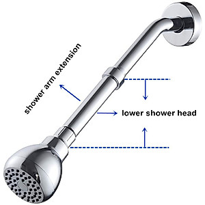JR 4 inch 1/2" Shower Arm Extension, Shower Head Extension Arm, Shower Extender Arm - 304 Stainless Steel with Brass Connector - Polished Chrome Finish