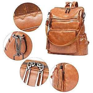 CLUCI Backpack Purse for Women Fashion Crossbody Bags Purses for Women, Leather Messenger Tassel Bag, Medium Travel Handbags Multiple Pockets, Fall Vintage Shoulder Bags Brown