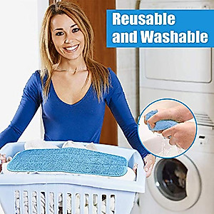 Reusable Microfiber Mop Pads, 6 Pack 18''x 6'' Mop Head Replacement, Wet/Dry Home & Commercial Cleaning Scrubbing Floor Mop Pad- Blue