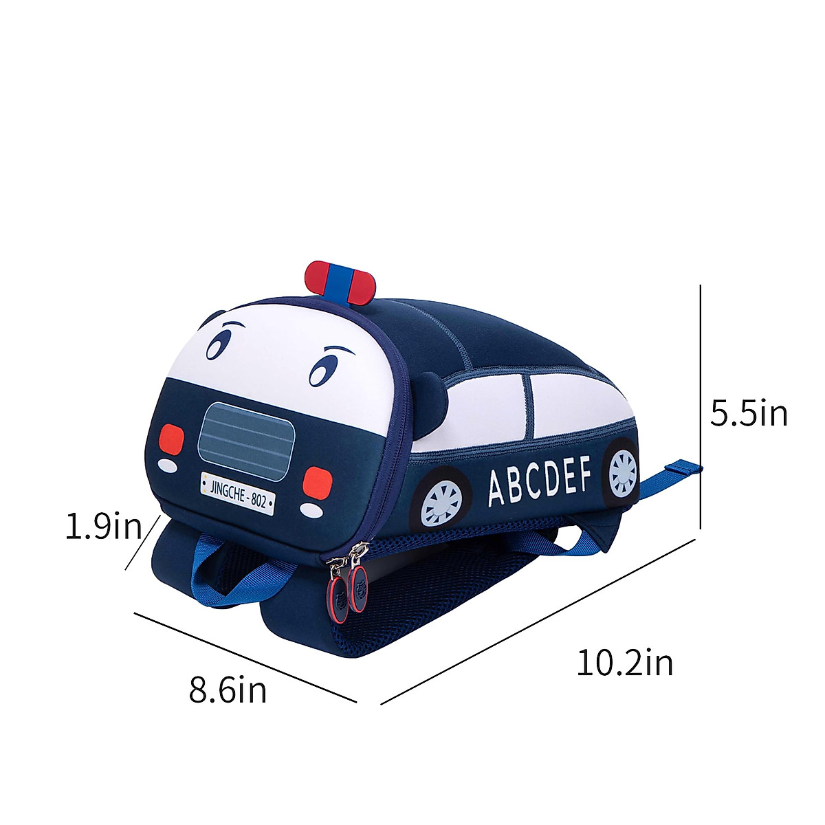 JIHUBEAR Cute Car Shape Toddlers Backpack with Lesh for 3-6 Year Old Boys and Girls Shoulder Bag Police Car