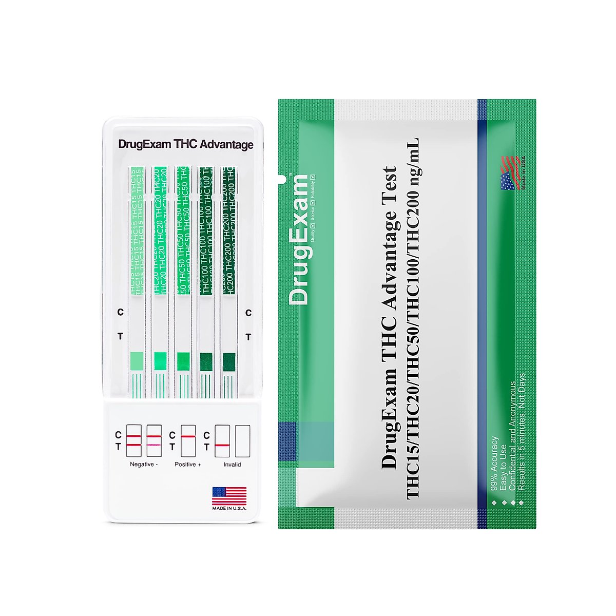 3 Pack - DrugExam THC Advantage Made in USA Multi Level Marijuana Home Urine Test Kit.Highly Sensitive THC 5 Level Drug Test Kit. Detects at 15 ng/mL, 20 ng/mL, 50 ng/mL, 100 ng/mL and 200 ng/mL (3)