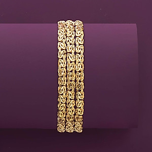 Ross-Simons 18kt Gold Over Sterling 3-Row Byzantine Bracelet. 8 inches