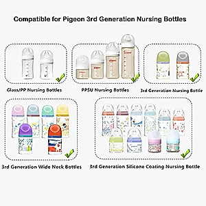 Pack of 2, Bottle Handles Grips Compatible for Pigeon 3rd Generation Silicone Coating Nursing Bottle, PPSU/PP/Glass Nursing Wide Neck Bottles (Colors May be Vary)