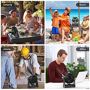 Camping Fan Rechargeable, 10400mAh Portable Battery Operated Camping Fan for Tents, Hangable USB Silent Camping Fans with LED Lantern, Suitable for Fishing, Camping, Bedroom, Workplace (Orange)