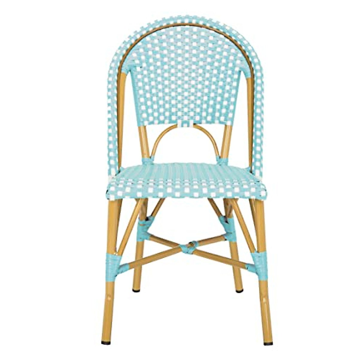 Safavieh Home Collection Hooper Indoor-Outdoor Stacking Side Chairs | Teal & White | Set of 2