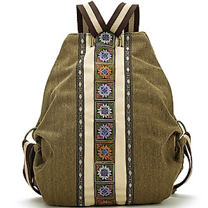 Women Canvas Backpack Daypack Casual Shoulder Bag, Vintage Heavy-duty Anti-theft Travel Backpack