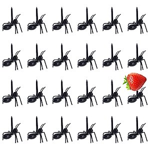 Molain Ant Toothpicks Fruit Dessert Fork, Cute Reusable Ant Food Picks Themed Birthday Party Decorations Supplies Bistro Cocktail Forks for Snack Cake Dessert (24)
