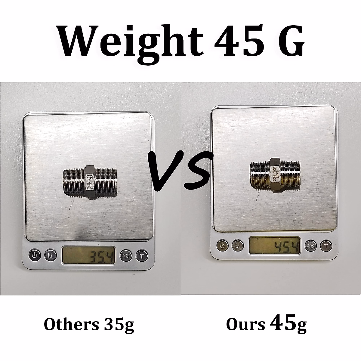 4PCS Hex Nipple 1/2" Male x 1/2" Male Pipe Fittings, 304 Stainless Steel 1/2 inch NPT Male Threaded Pipe Adapter Fittings Equal Nipples Connectors, Male Straight Connector Pipe Fitting