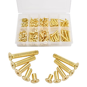 INCREWAY Machine Screws, 160 Pcs M4 M5 10 Sizes Brass Flat-Head Bolts Phillips Drive Machine Screws Assortment Kit