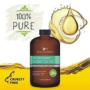 Peppermint Essential Oil - Huge 4 FL OZ - 100% Pure & Natural – Premium Natural Oil with Glass Dropper (Peppermint Oil)