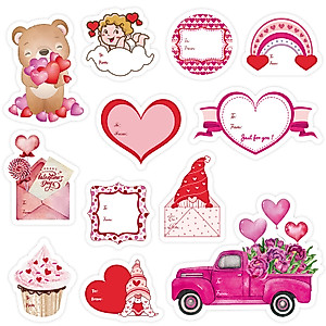 Whaline 180 Pieces Valentines Day Gift Stickers Decorative Present Labels Gift Name Tag Stickers in 12 Designs for Valentine's Day Classroom Gift Wrapping Cards Envelope Sealing Decorations