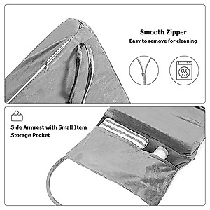 Osunnus 5PCS Rocking Chair Cushion Set Velvet Glider Rocker Replacement Cushions with Storage for Nursery Glider Rocking Chair, Gray