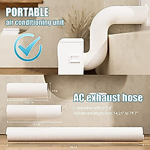 E-SDS Portable Air Conditioner Window Kit with 5.9” Diameter 78" Length Exhaust Hose for Sliding Window, Adjustable AC Window Vent Kit with Hose and 4 Slide Seal Plates