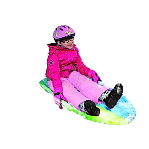 ESP 48" Day Glow Sno Cruiser Toboggan – Two-Rider Sled – Tough Polyresin, Diamond-Polished Bottom – Neon Tie Dye