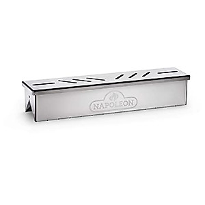 Napoleon Stainless Steel Smoker Box 67013 Add Smoky Flavor to BBQ, Easily Turn Gas Grill Into Smoker, Add Wood Chips or Chunks to Smoke Food on Barbecue 16.25 x 2.54 x 3.5